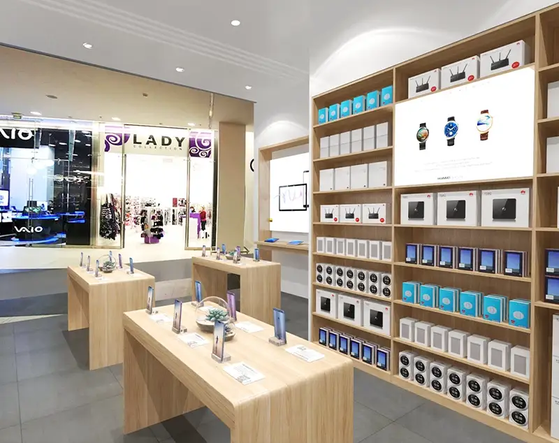 Modern Phone Store Design | ONI Wooden Mobile Display System